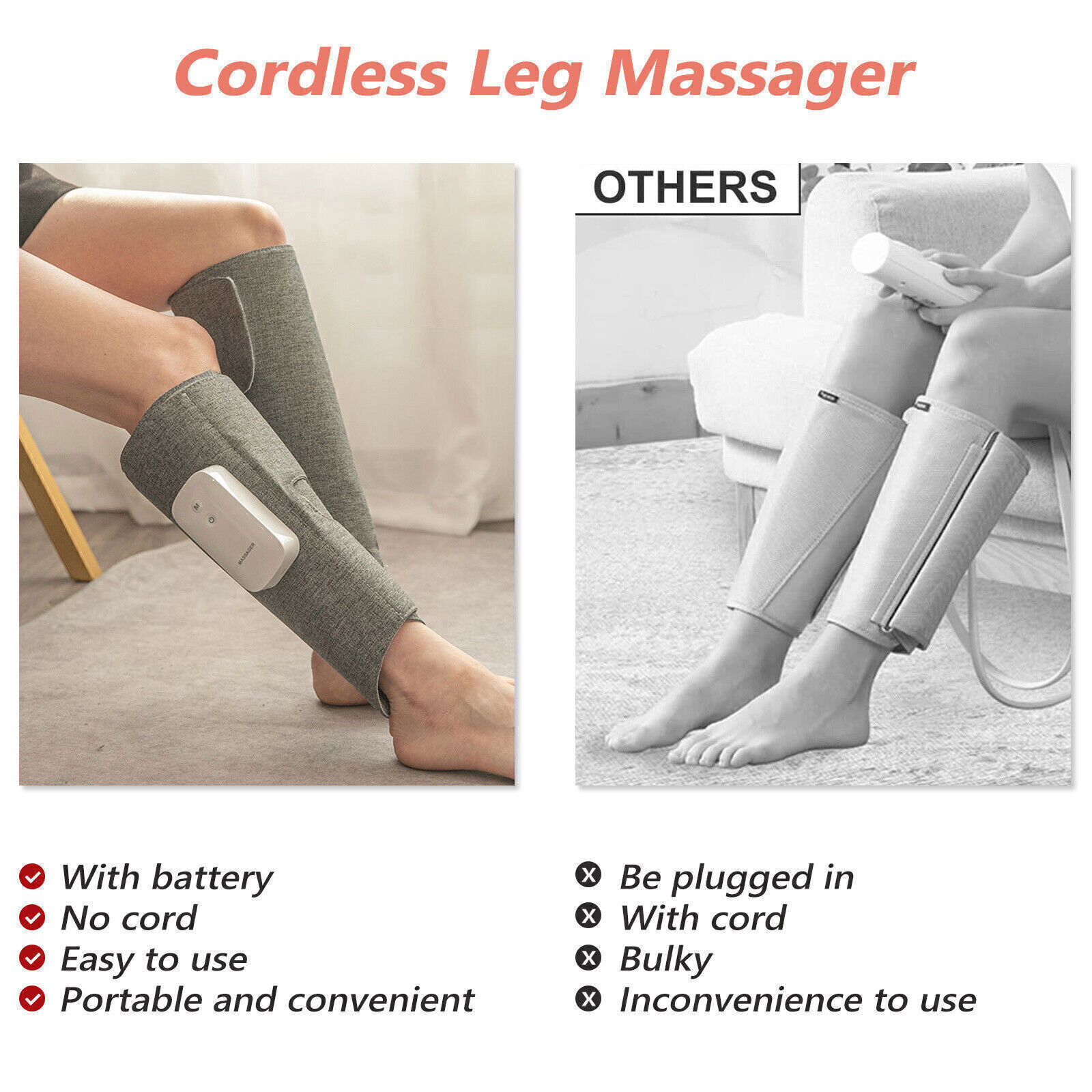 Leg Massager Heated Air Compression Foot Massage For Circulation ...