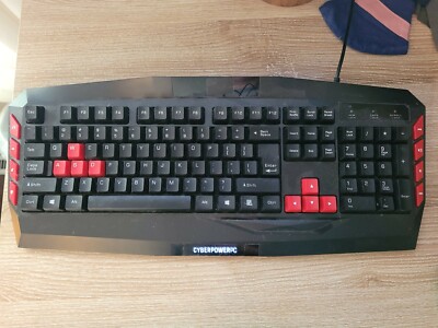 CyberPowerPC Multimedia Gaming Keyboard Wired USB Black/Red Works ...