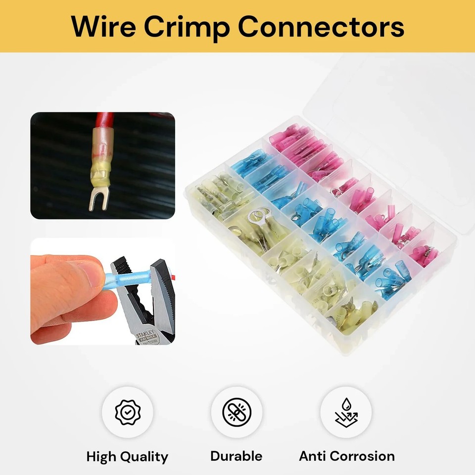 240pcs Crimp Terminal Kit Insulated Electrical Wire Connector Butt ...