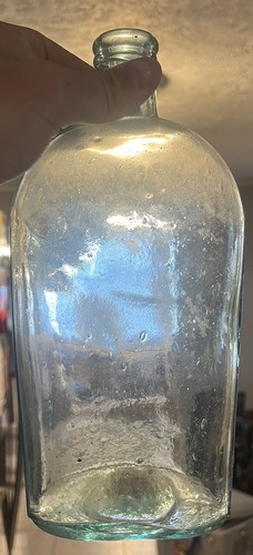 AQUA BLUE QUART STRAP SIDE FLASK CRUDE WHITTLED | eBay