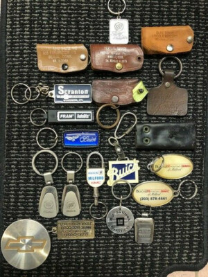 Vintage Chevrolet Corvette GM Leather Keychains Keyfob | OE