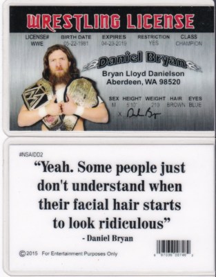 Wrestling License DANIEL BRYAN ID Drivers License FAKE ID driver's card ...