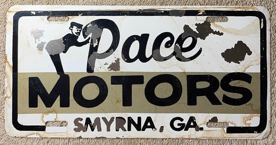 Pace Motors Booster Vintage License Plate Smyrna Georgia Dealership ...