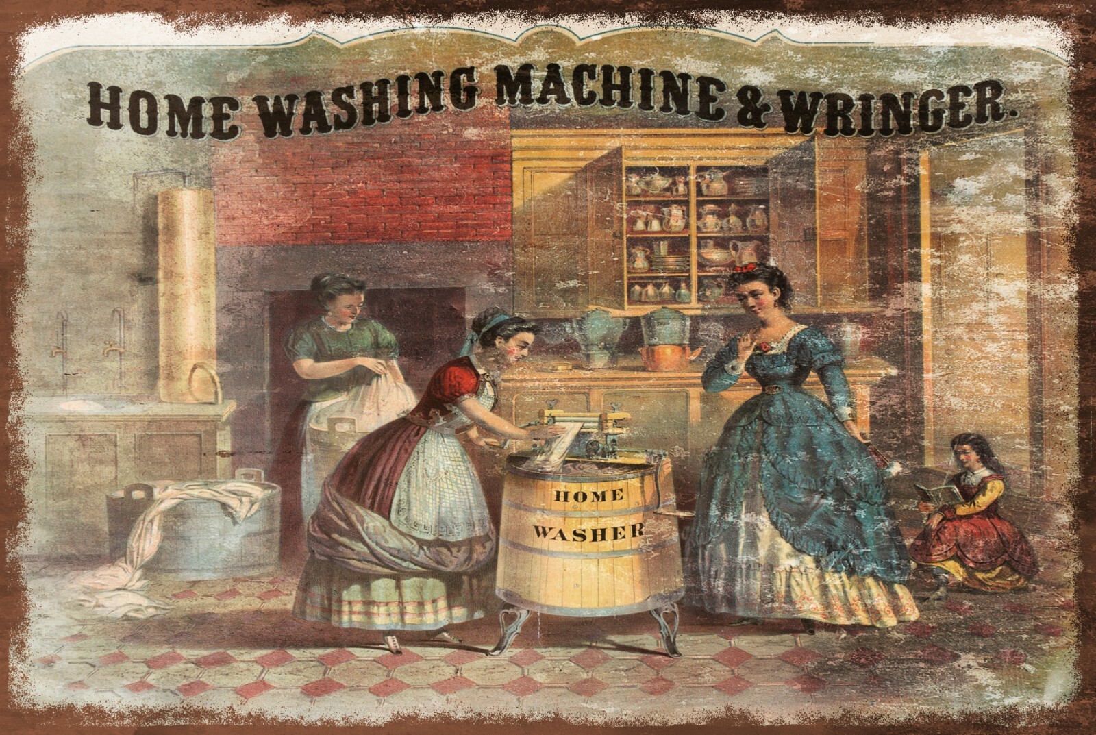 Vintage Advert Washing Machine Retro Style Metal Plaque Sign, laundry ...