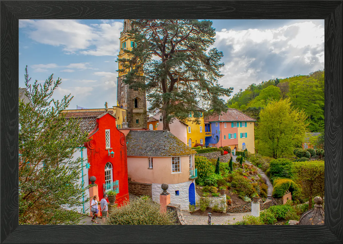 Portmeirion is a folly tourist vill Framed Wall Art Poster Canvas Print ...