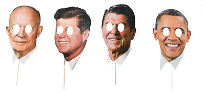 Modern Day Presidents Masks 4 Pack Stick Prop JFK Reagan Eisenhower ...