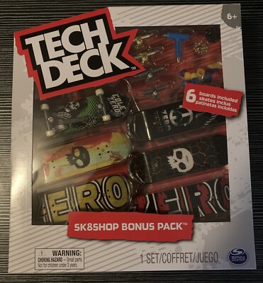 Tech Deck ZERO Skateboard Sk8shop Bonus Pack 6 Boards New Spin Master ...