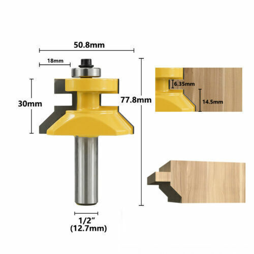 1/2 Shank Tenon Joint Cutter Router Bit V Shape Groove & Matched Tongue ...