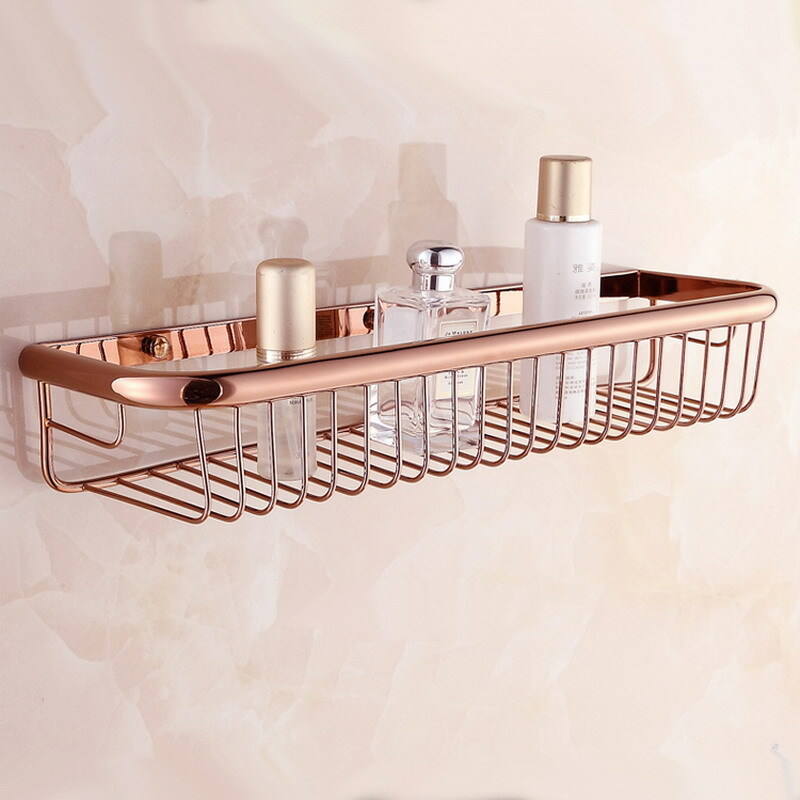 Rose Gold Copper Bathroom Wall Mount Shelf Shower Caddy Basket Gba508 ...