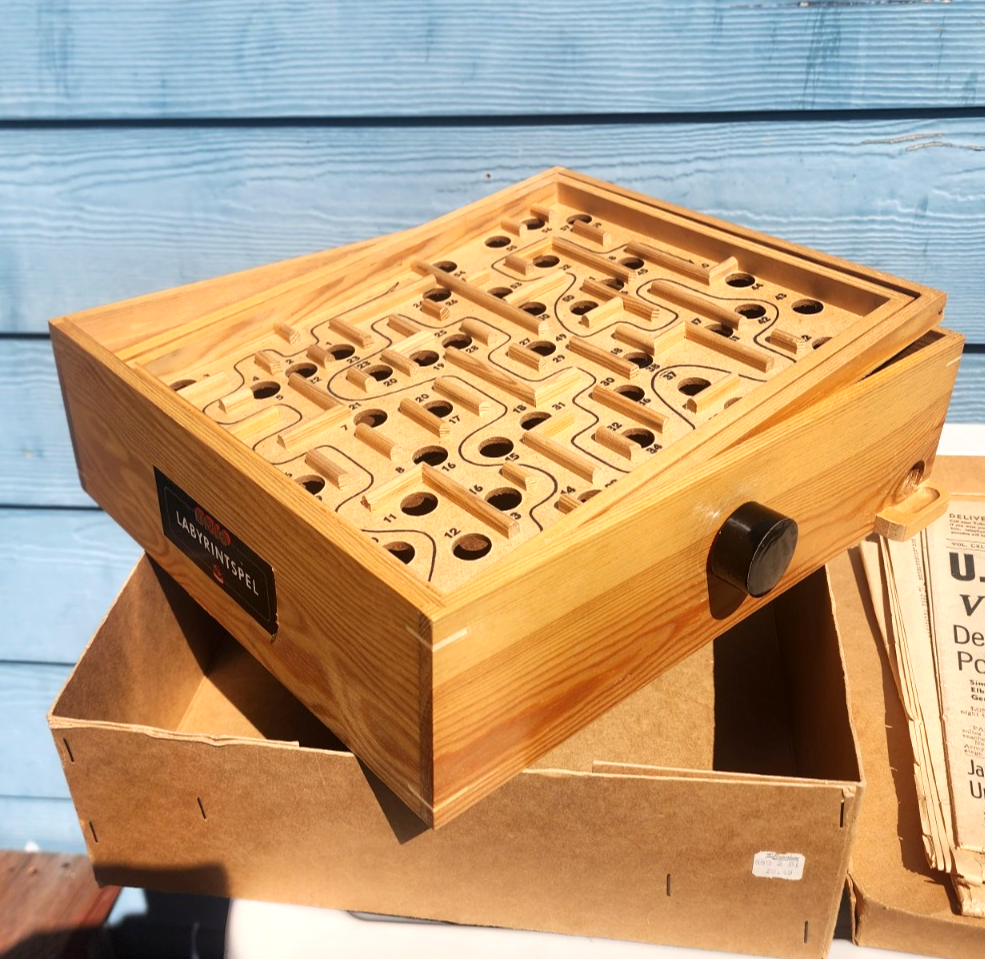 Vintage 1950 BRiO Labyrinth Wooden Game Original Box Sweden 18376 ...