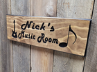 Personalized Music Room Carved Wooden Sign Guitar Drums Sax Note Wall ...