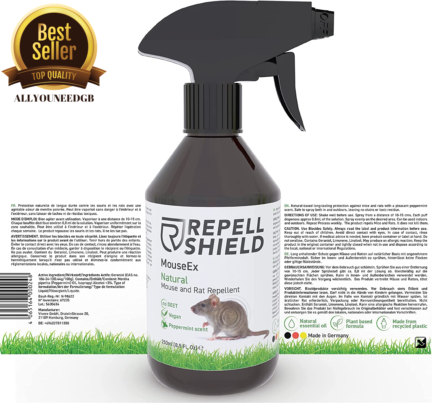 Mouse Repellent Spray Repellshield Peppermint Oil Mouse and Rat ...