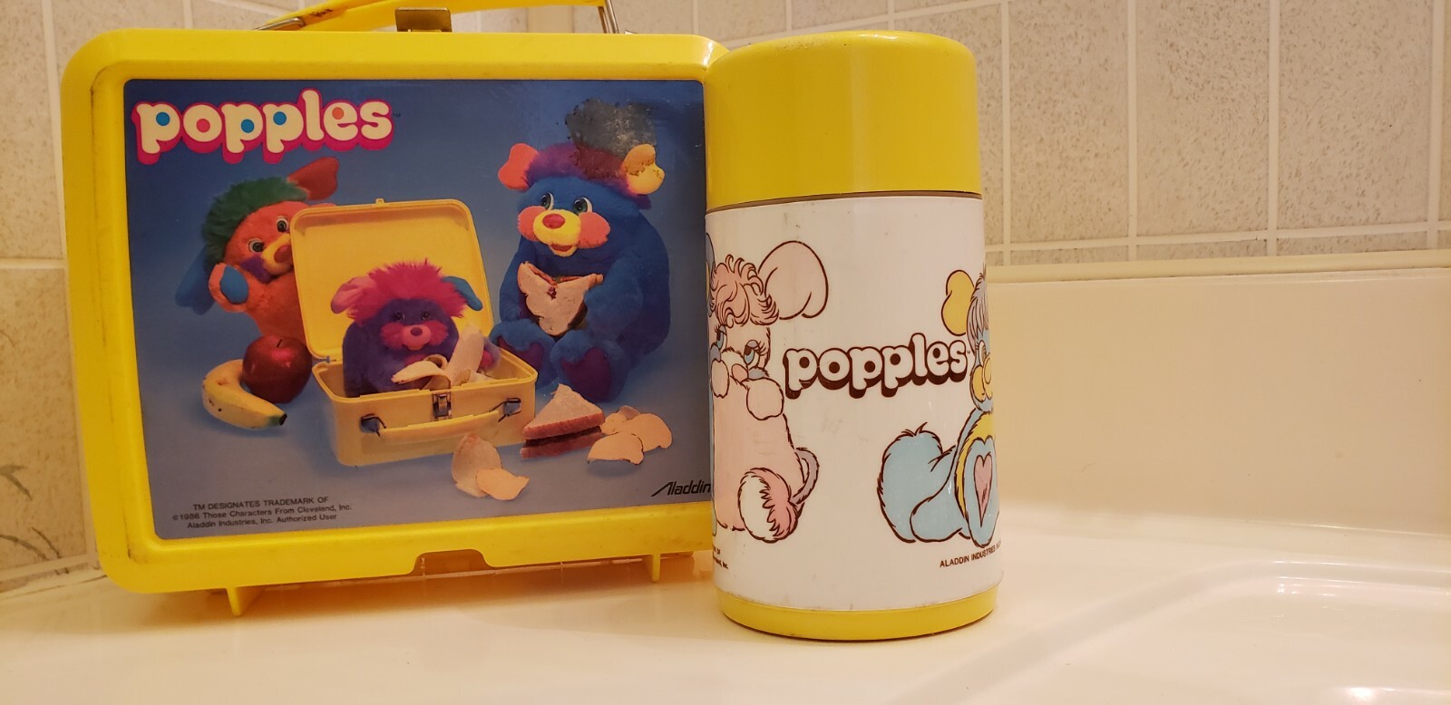 Vintage Popples Yellow Plastic Lunch Box with Thermos and cup | eBay