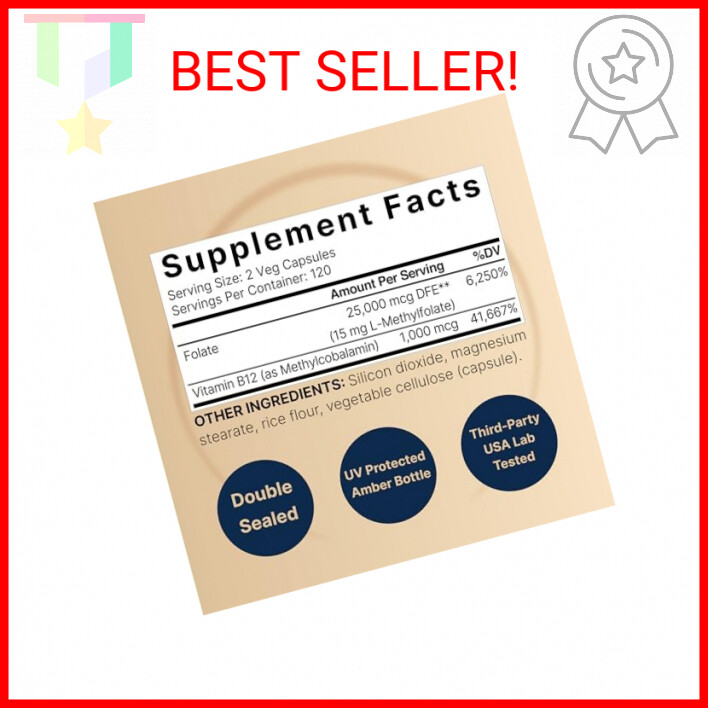 NatureBell L Methylfolate 15mg, 240 Veggie Capsules | 5-MTHF with ...