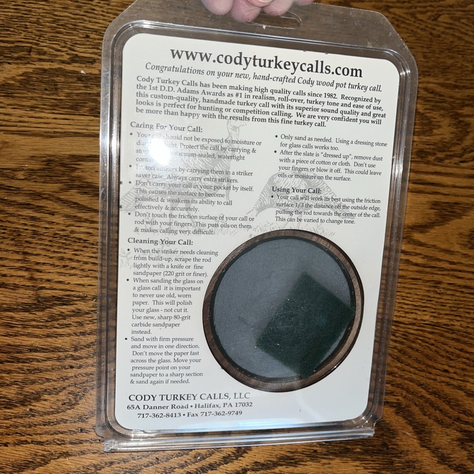CODY Woodsman Turkey Call Slate Pot Call w/ Striker Turkey Call Rare ...
