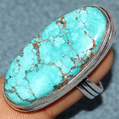 New Lander Turquoise 925 Silver Plated Ring US 7.5 Bohemian Style Gift ...
