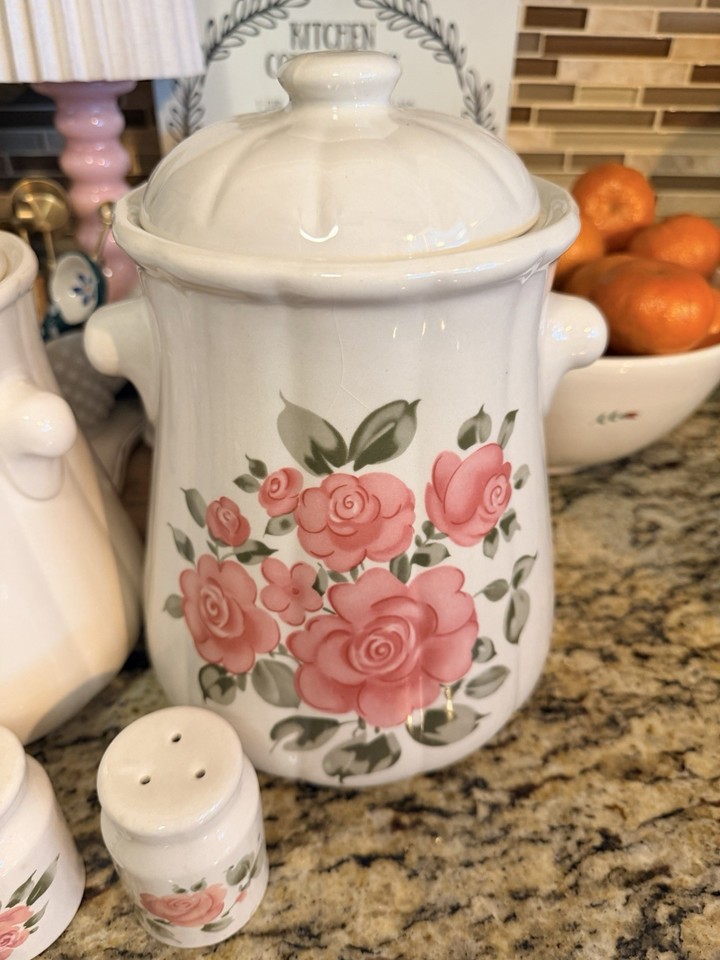 Vintage Gibson Floral Canister Set Pink Rose Cottagecore Matching ...