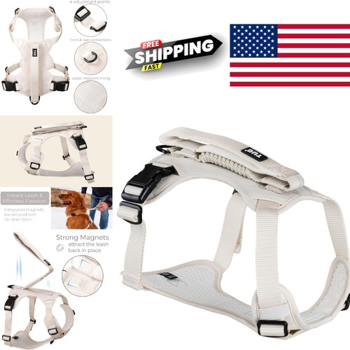 Durable Dog Harness Large Cream with Dual Leash Attachment for Training ...