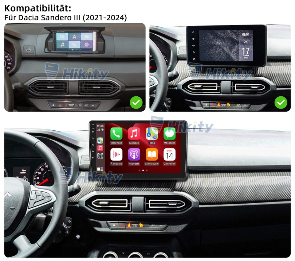 4+64GB 8Core CarPlay Android 15 Autoradio Für Dacia Sandero 3 Navi WIFI ...