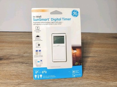 GE SunSmart Digital In-Wall Timer - Daily ON/OFF Times, Programmable ...