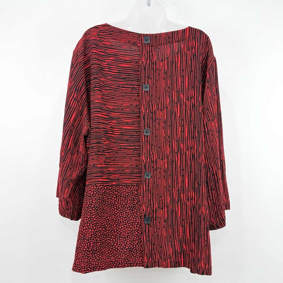Ali Miles Top Women 3X Red Dot Lagenlook Artsy Loose Mature Stretch ...