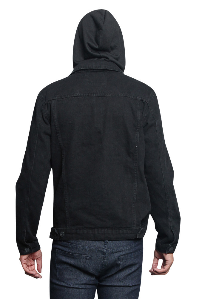 Victorious Men's Hoodie Ripped Denim Jacket with Removable Hood DK135 ...