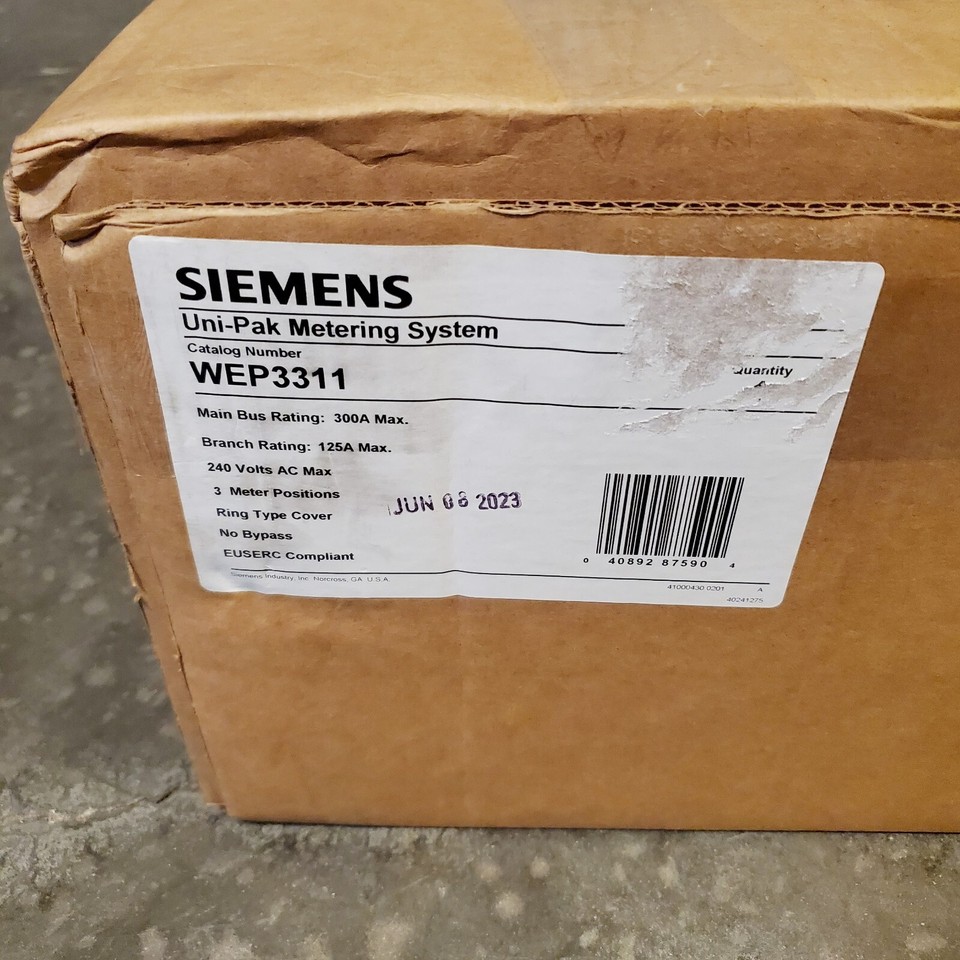 Siemens WEP3311 Uni-Pak Metering System 300A 3-Gang 125A, New! | eBay