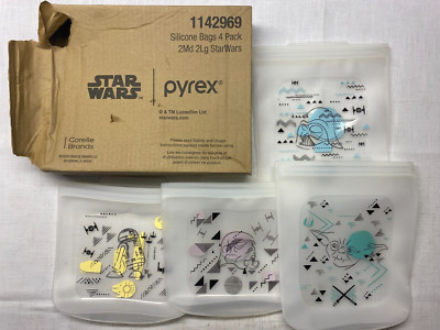Pyrex Star Wars 4pc Silicone Storage Bags - 2 Medium & 2 Large ...