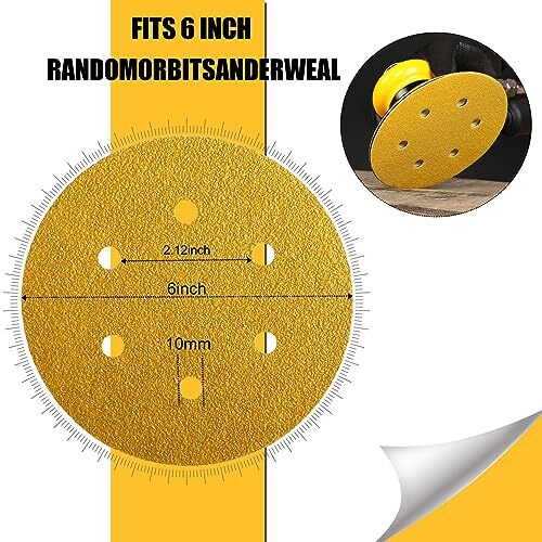 6 Inch Sanding Discs Hook And Loop 80 120 220 320 400 Grit Sandpaper ...