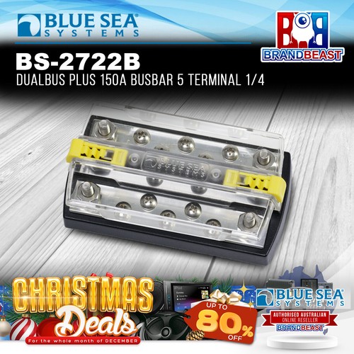 Blue Sea Systems BS-2722B DualBus Plus 150A BusBar 5 Terminal 1/4 ...