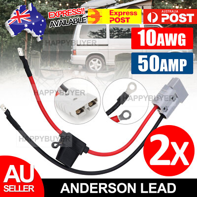 2PCS FUSED Anderson Lead 50amp plug to 8mm Lugs, 10 B&S 50 amp cable ...