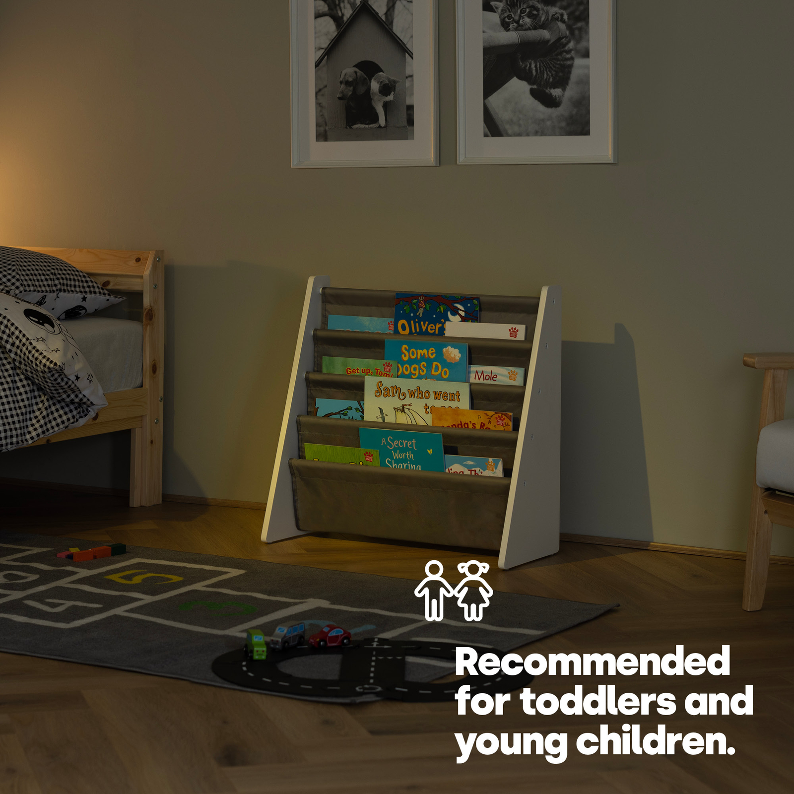 Children Kids Book Shelf Sling Storage Rack Organizer Bookcase ...