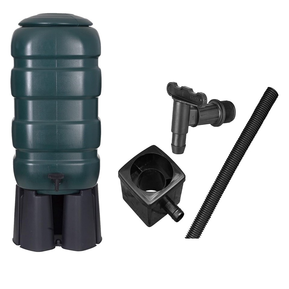 100L, 230L or 250L Traditional Water Butts Complete With Stand, Tap ...