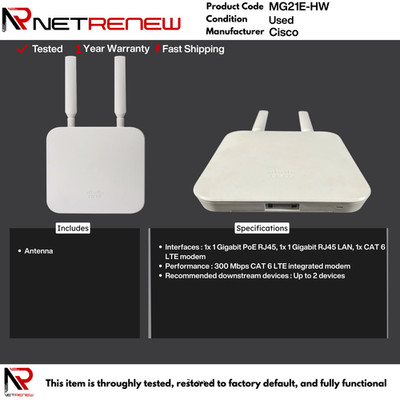 Unclaimed MG21E-HW Cisco Meraki Cloud Managed Cellular Modem MG21E-HW ...