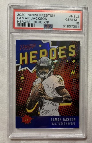 2020 Panini Prestige Heroes Blue X/P Lamar Jackson PSA 10 135/199 🔥🔥🔥 ...
