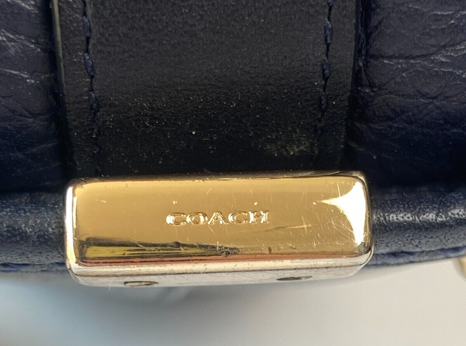 Coach Swagger 20 Navy Blue Pebbled Leather Satchel/Crossbody Bag | eBay