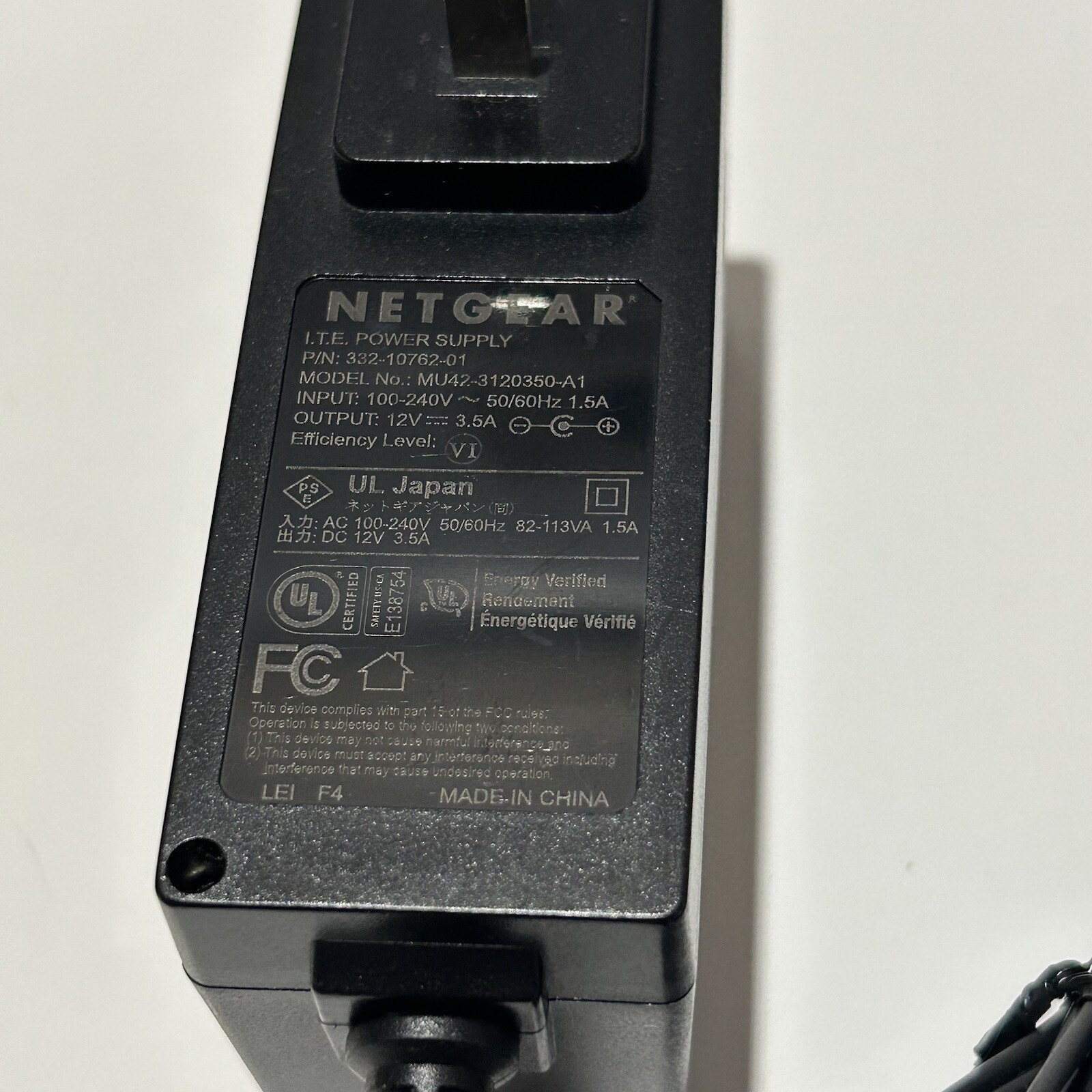 Netgear Nighthawk 12V 3.5A Power Supply 332-10762-01 / MU42-3120350-A1 ...