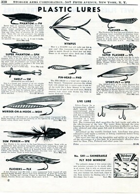1948 Print Ad of Plastic Fishing Lures phantom smelt murder-on-a-hook ...