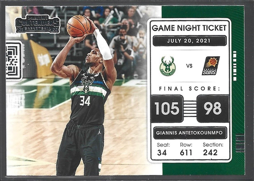 2021-22 Panini Contenders - Game Night Ticket #15 Giannis Antetokounmpo ...