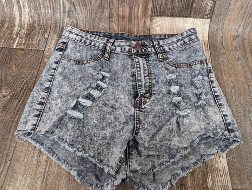 VIP Jeans Denim Shorts Women 11/12 Large White Distressed Bleach Wash ...