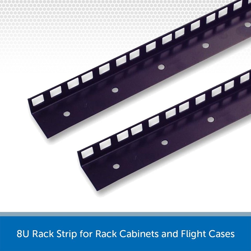 2 x 8U 19 Inch Rack Strip Rails for Rack Cabinets & Flight Cases Pair ...