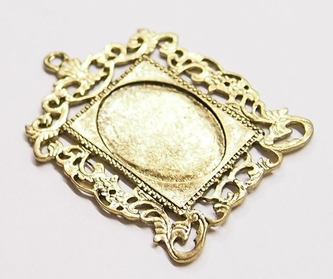 6 of 25x18mm Antique Gold Art Deco Style Picture Frame Pendant Settings ...