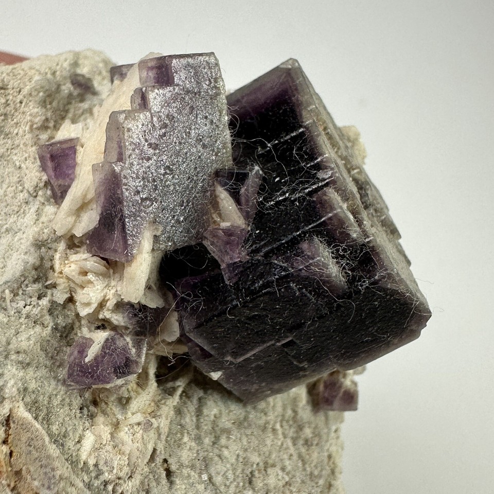 Purple Fluorite Crystals On Matrix Asturias Spain Mineral Specimen 132g ...