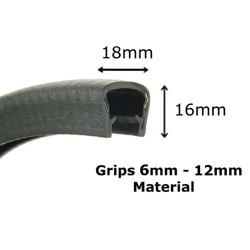 Jumbo Edge Trim Seal - 18mm x 16mm - Fits 6mm -12mm - Interior Exterior ...