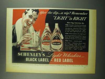 1939 Schenley's Black Label & Red Label Whiskey Ad | eBay