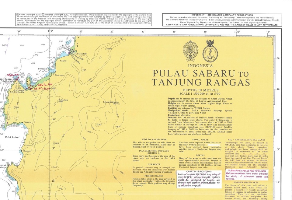 2892 Pulau Sabaru Tanjung Rangas Indonesia Carta Nautica Marittima ...
