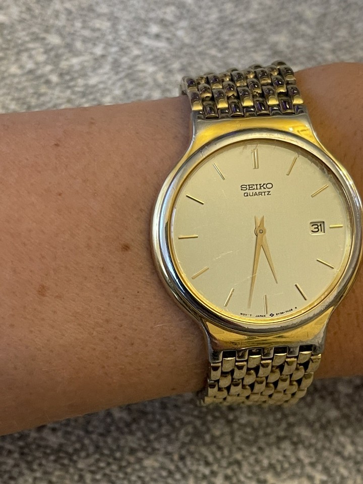 SEIKO 5Y39-7240 ES Men’s Watch Quartz 90'S Vintage Gold Tone Bracelet ...