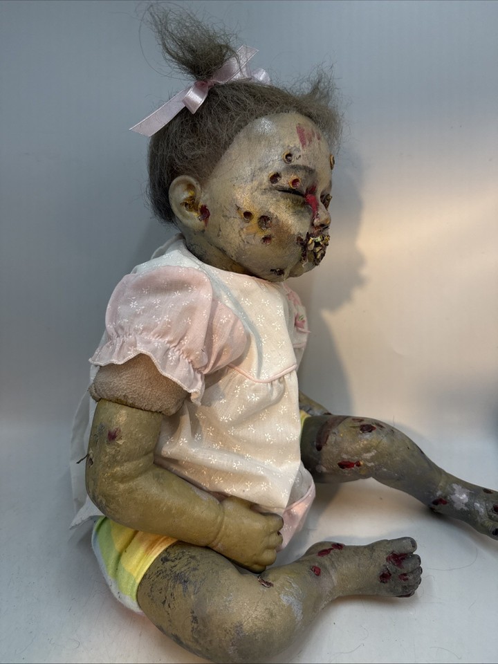 OOAK Art Reborn Goth Creepy Horror Scary Zombie 20" Doll Added Touches ...