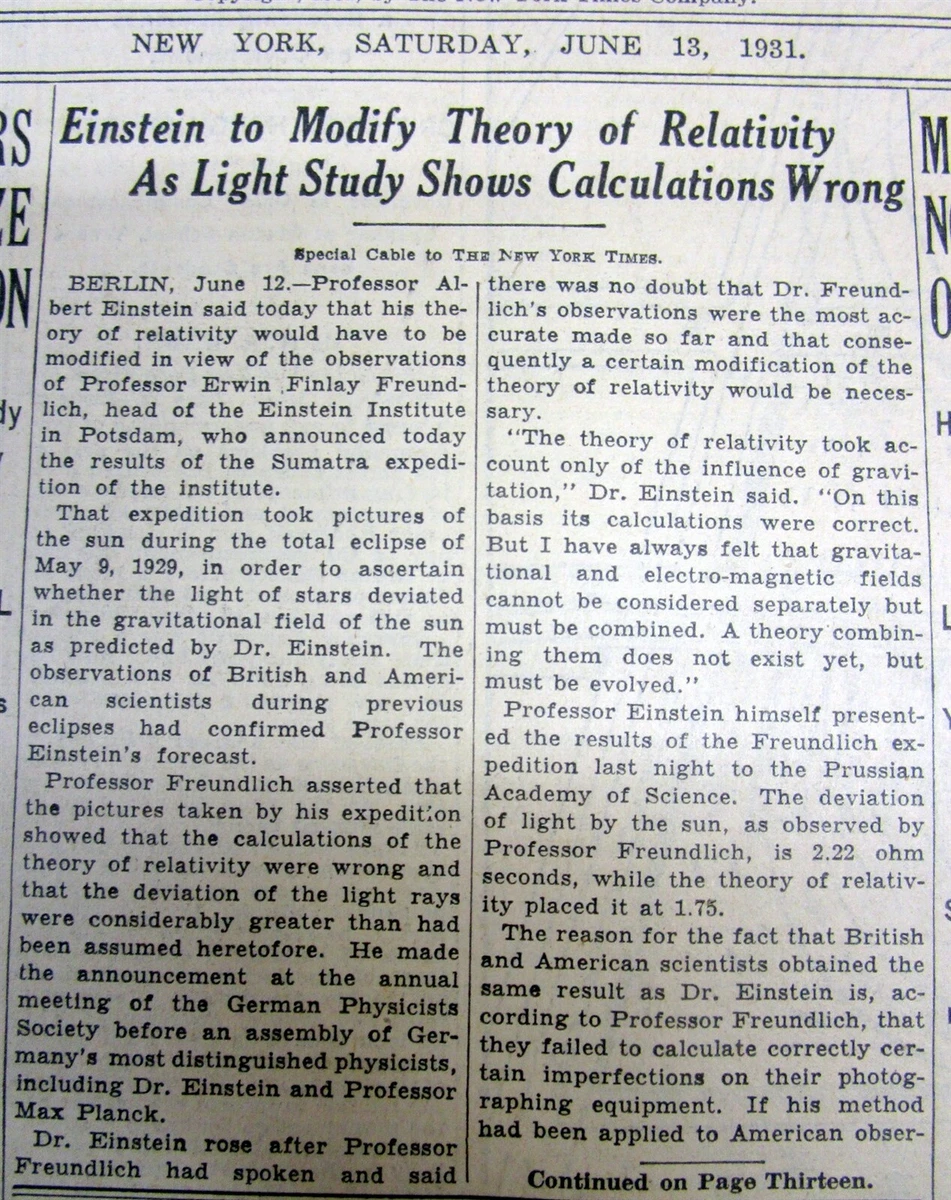 Albert Einstein Theory Of Relativity Paper