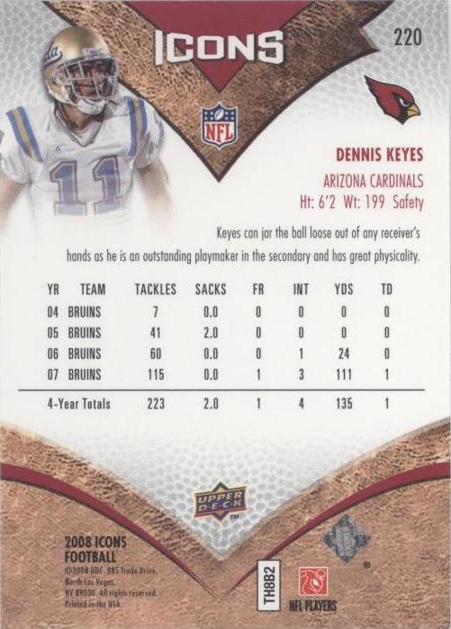 2008 Upper Deck Icons Dennis Keyes #220 for sale | eBay